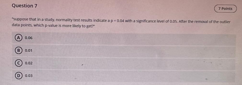 Solved Question 7 7 Points "suppose that in a study, | Chegg.com