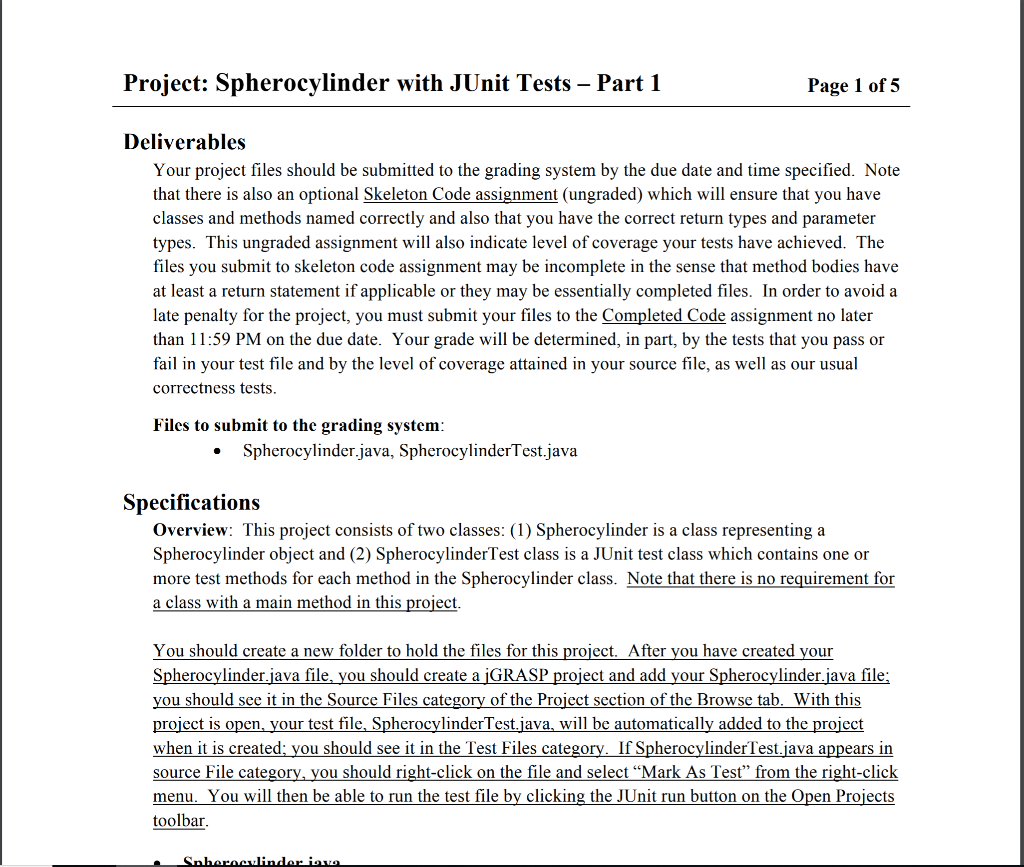 Solved JAVA: Create a Spherocylinder class that stores the | Chegg.com