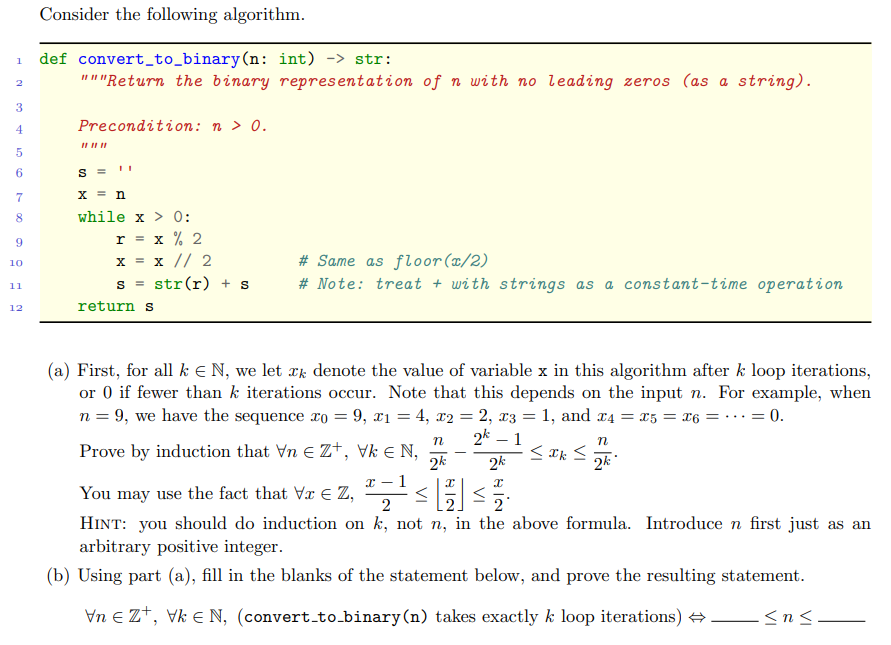 Consider the following algorithm. 1 def | Chegg.com