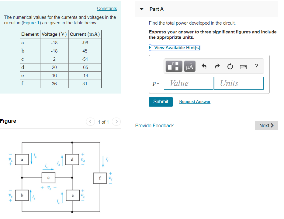 Solved nstan Part A The numerical values for the currents | Chegg.com