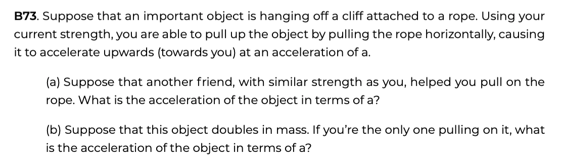 Solved B73. Suppose that an important object is hanging off | Chegg.com