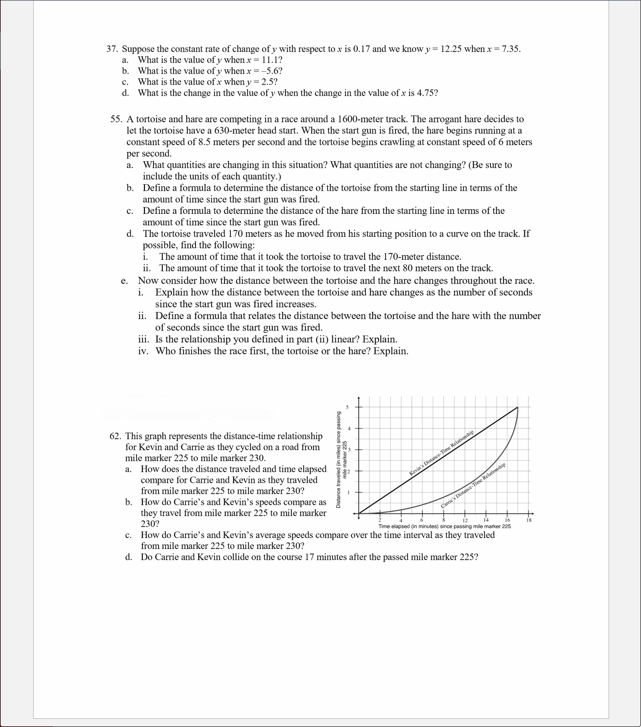 Solved 37. Suppose the constant rate of change of y with | Chegg.com