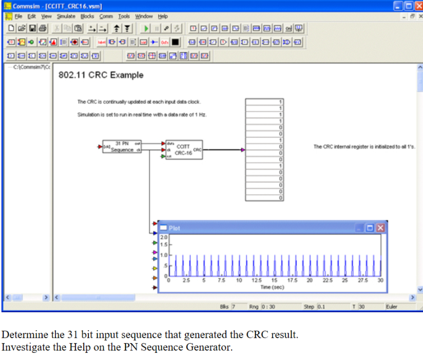 commsim [CCITT-CRC16.vsm] 802.11 CRC Example The CRC | Chegg.com
