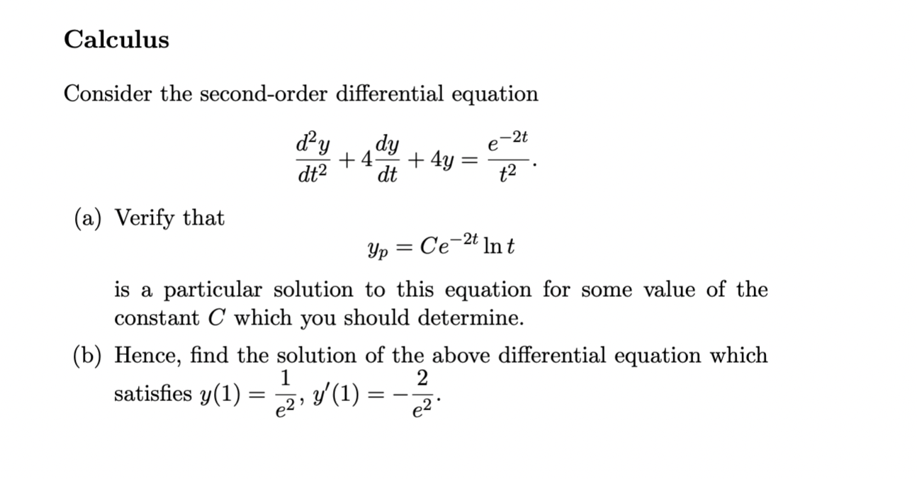 Solved Calculus Consider the second-order differential | Chegg.com