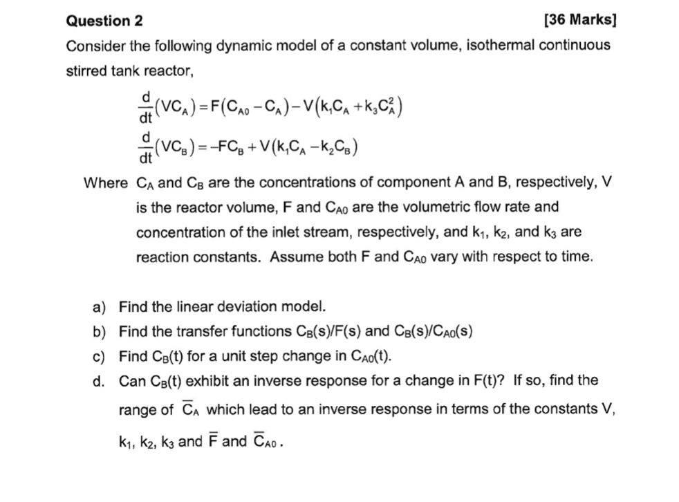 Solved Question 2 [36 Marks] Consider the following dynamic | Chegg.com