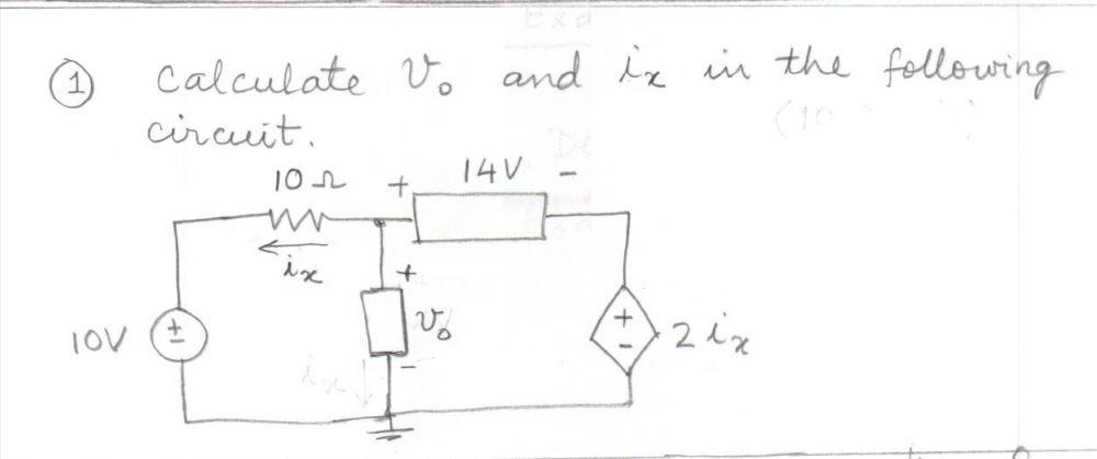 Solved 1 calculate vo and ix in the following circuit 102 | Chegg.com