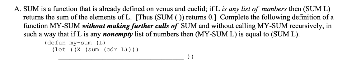 Solved A. SUM is a function that is already defined on venus | Chegg.com