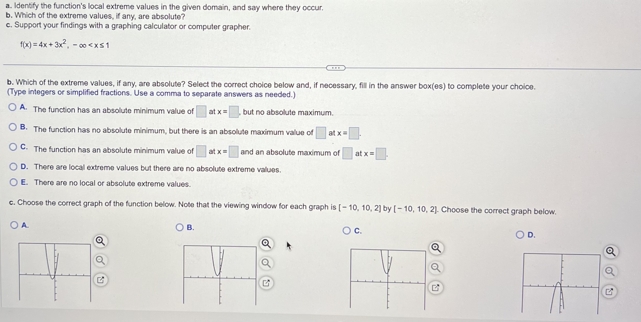 Solved a. Identify the function's local extreme values in | Chegg.com