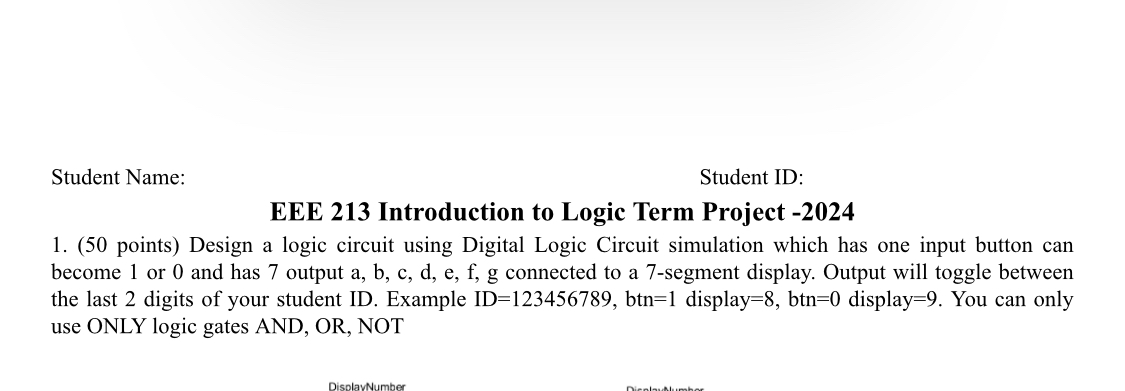 Solved EEE 213 ﻿Introduction to Logic Term Project -2024( 50 | Chegg.com