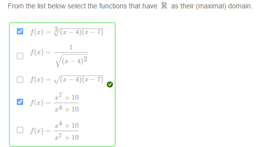 Solved From the list below select the functions that have R | Chegg.com