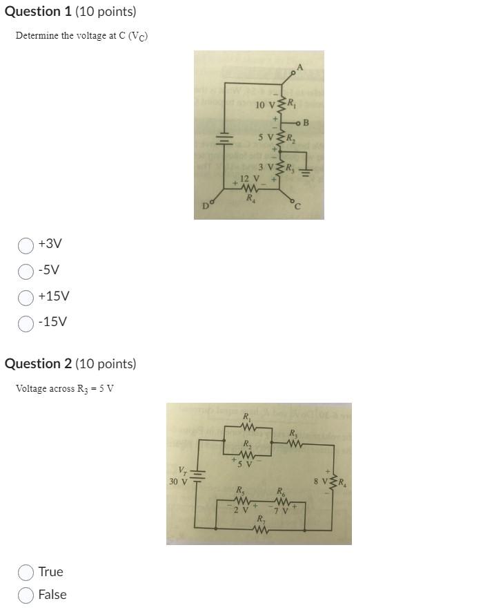 Solved Determine the voltage at C(VC) +3 V−5 V+15 V−15 V | Chegg.com