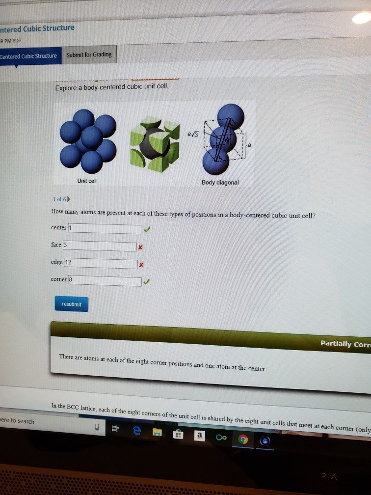 Solved ntered Cubic Structure 9 PM PDT Centered Cubic | Chegg.com