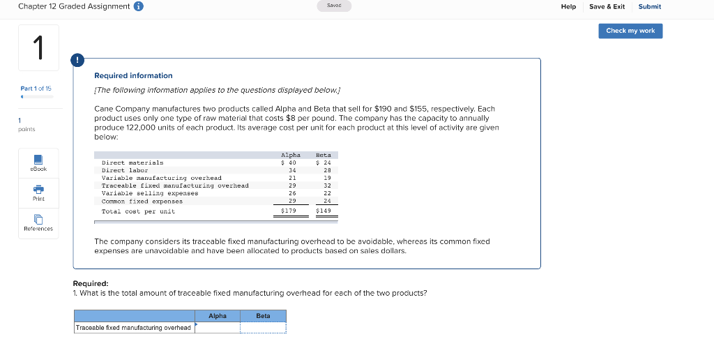 Solved Chapter 12 Graded Assignment Savar Help Save & Exit | Chegg.com