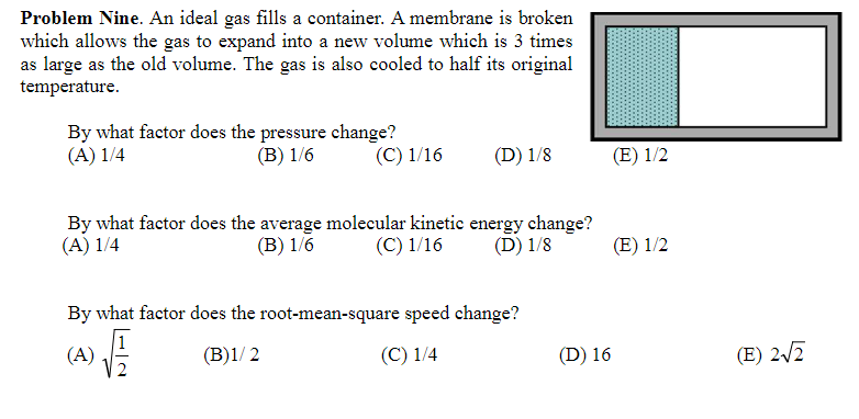Solved Problem Nine. An ideal gas fills a container. A | Chegg.com
