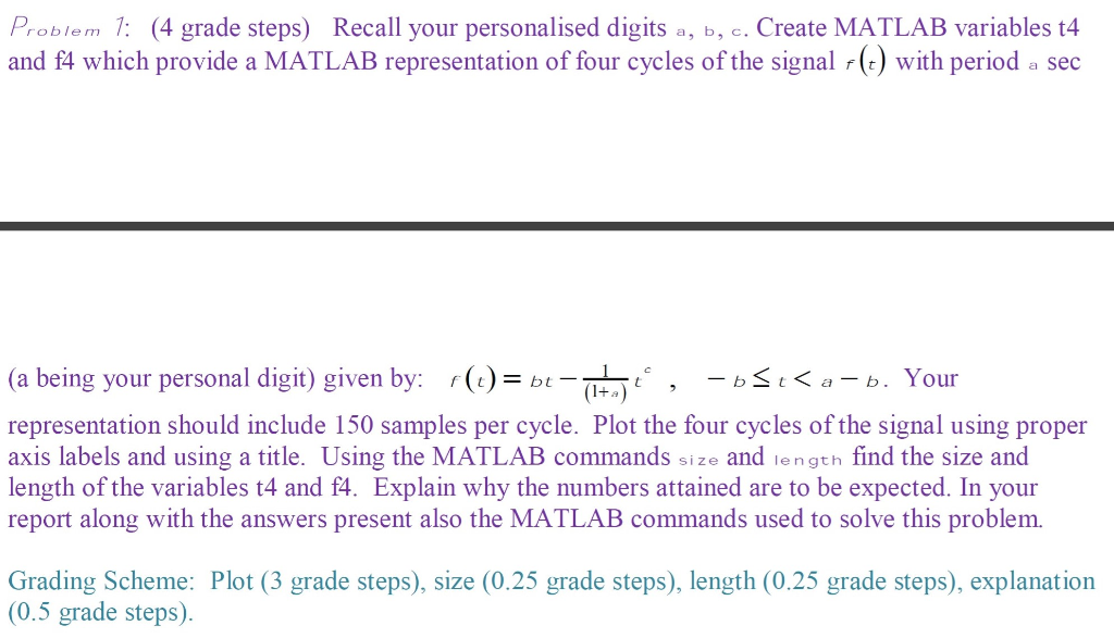 Solved A1 B2 C3 Problem 1 4 Grade Steps Recall Your 