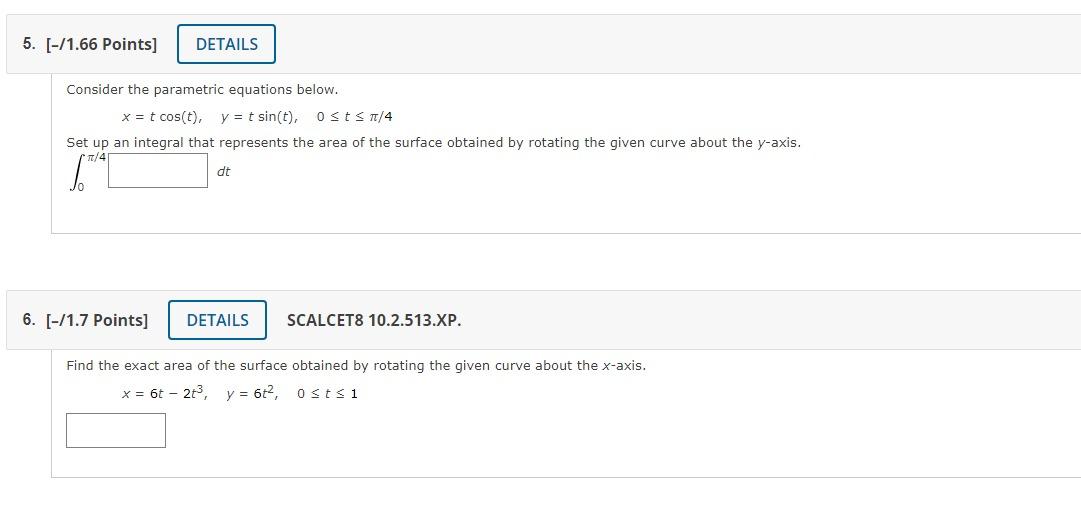 Solved Consider The Parametric Equations Below