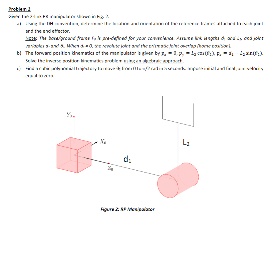 Solved Problem 2 Given the 2-link PR manipulator shown in | Chegg.com