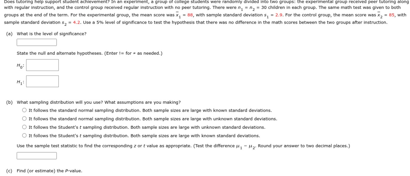 Solved (a) ﻿What is the level of significance?State the null | Chegg.com