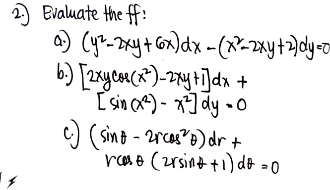 Solved (y2−2xy+6x)dx−(x2−2xy+2)dy=0[2xycos(x2)−2xy+1]dx+[sin | Chegg.com