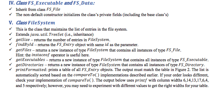 IV. Class FS_Executable and FS_Data: Inherit from | Chegg.com