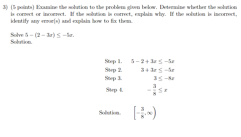 Solved 3) (5 points) Examine the solution to the problem | Chegg.com