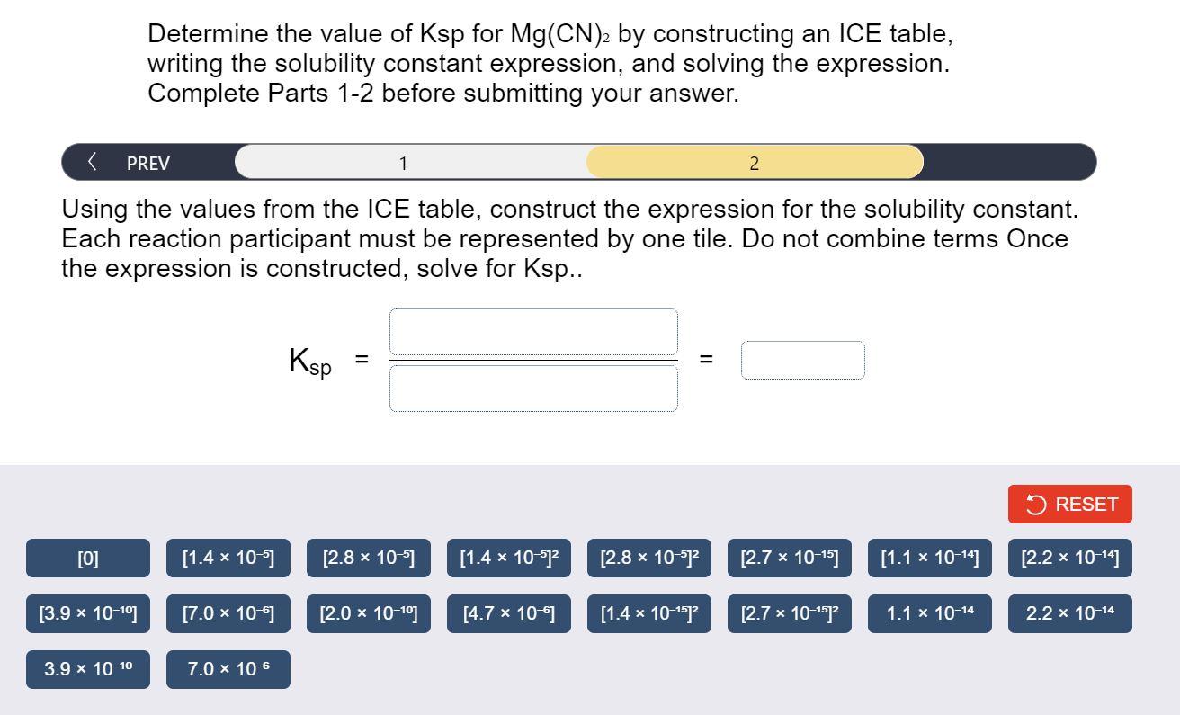 Solved Determine the value of Ksp for Mg(CN)2 by | Chegg.com