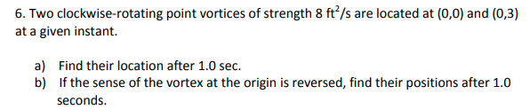 Solved 6. Two clockwise-rotating point vortices of strength | Chegg.com
