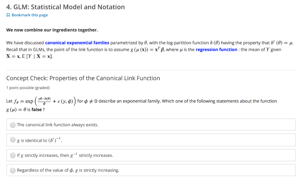 Solved 4. GLM: Statistical Model and Notation Bookmark this | Chegg.com