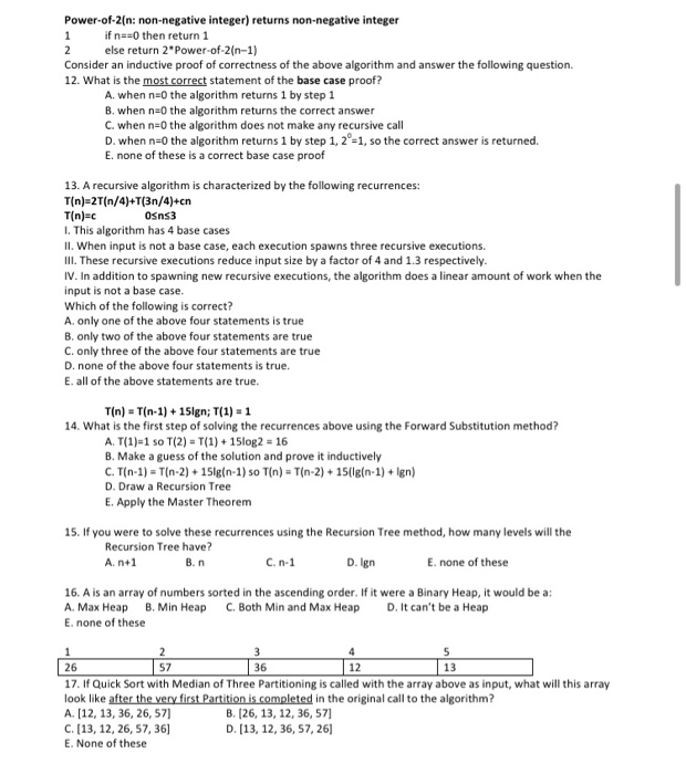 Power-of-2/n: non-negative integer) returns | Chegg.com