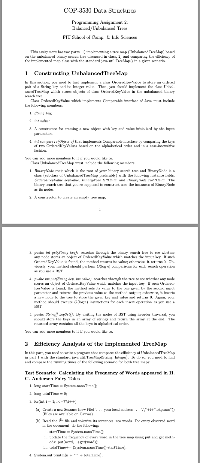 Solved Cop 3530 Data Structures Programming Assignment 2