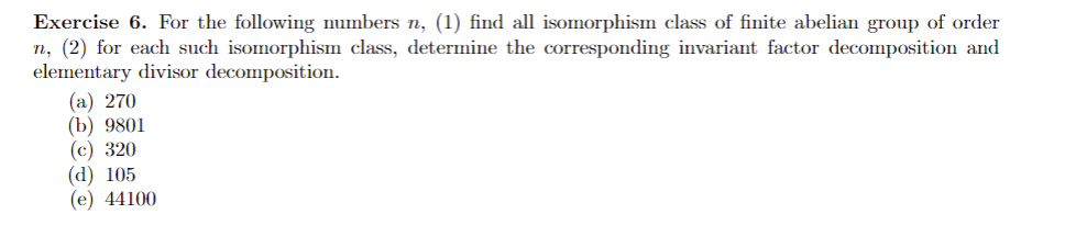 Solved Exercise 6. For the following numbers n,(1) find all | Chegg.com