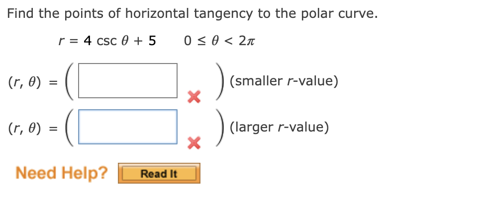 Solved Find the points of horizontal tangency to the polar | Chegg.com