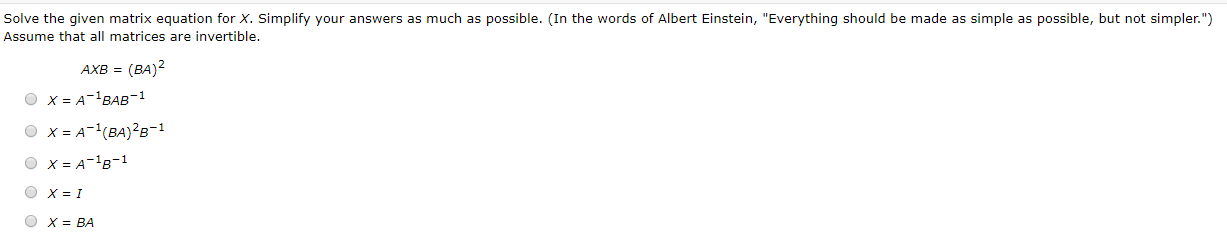 Solved Solve the given matrix equation for X. Simplify your | Chegg.com