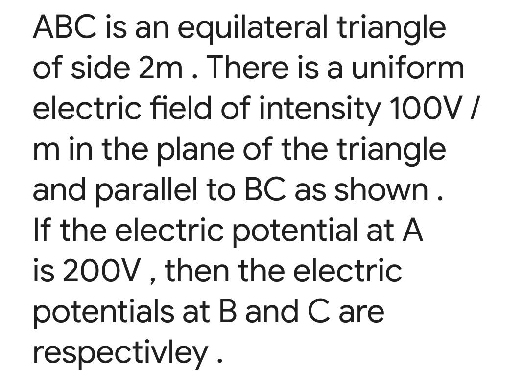 Solved ABC is an equilateral triangle of side 2m. There is a | Chegg.com