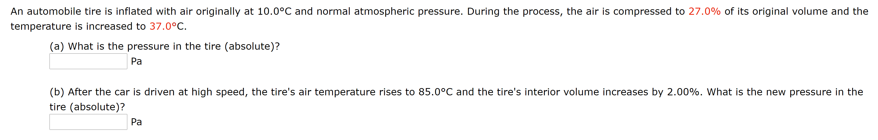 Solved An automobile tire is inflated with air originally at | Chegg.com