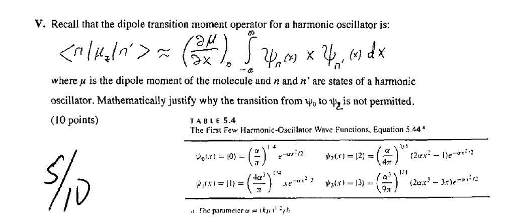 Solved V. Recall that the dipole transition moment operator | Chegg.com