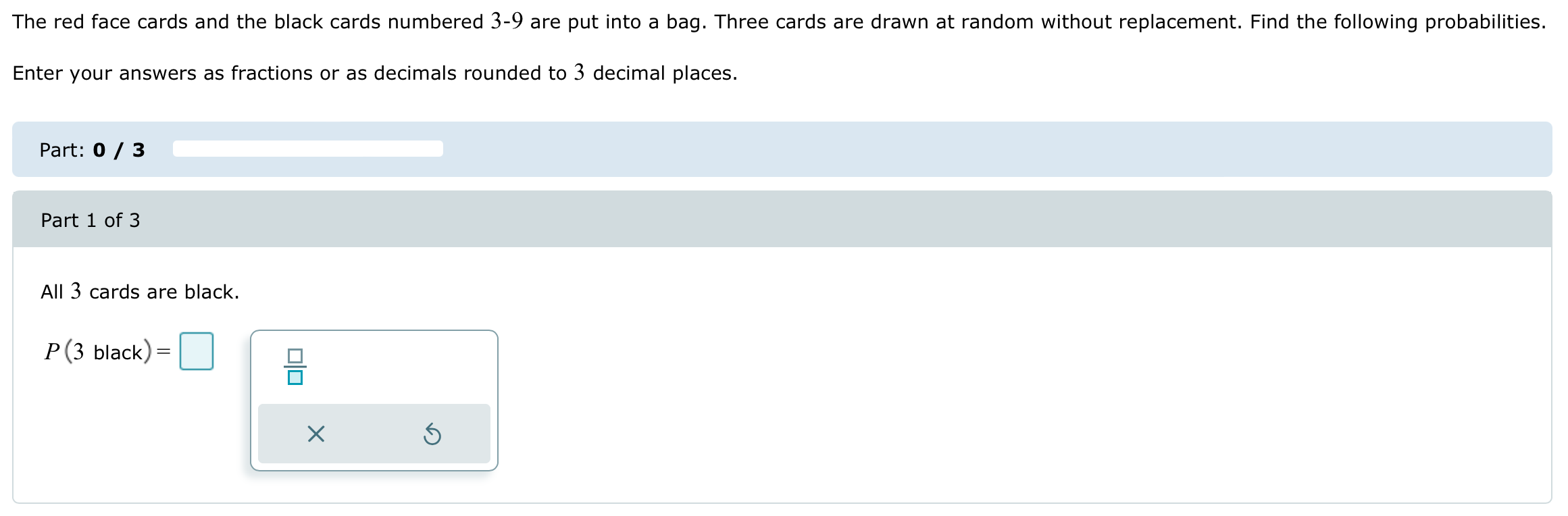 Solved The red face cards and the black cards numbered 3-9 | Chegg.com