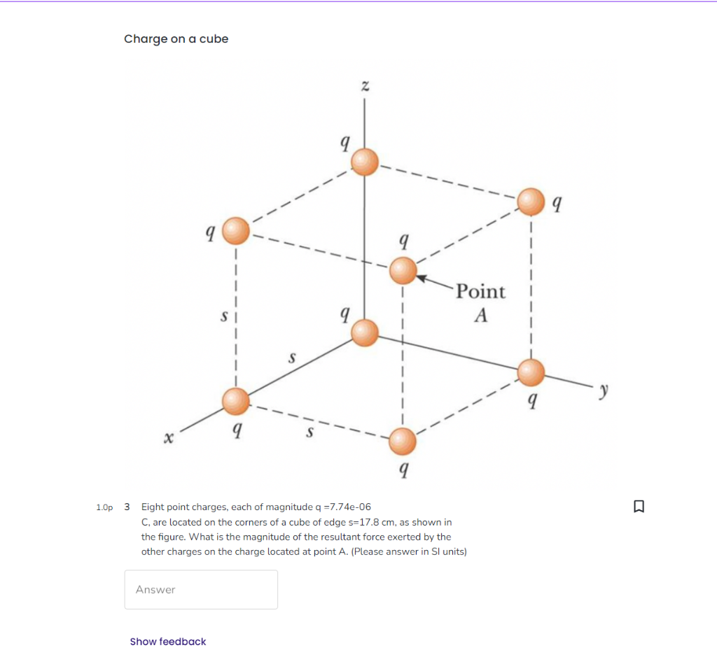 Solved Charge on a cube 3 Eight point charges, each of | Chegg.com