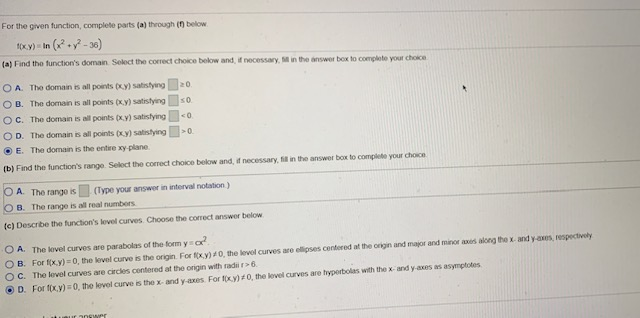 Solved For the given function, complete parts (a) through () | Chegg.com