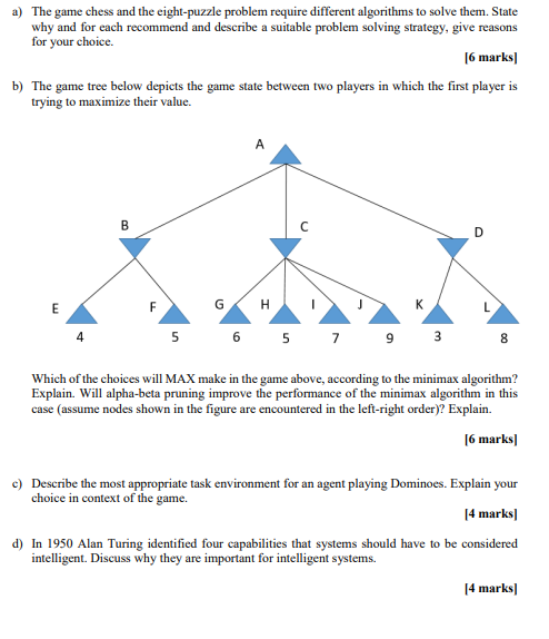 Solved a) The game chess and the eight-puzzle problem | Chegg.com