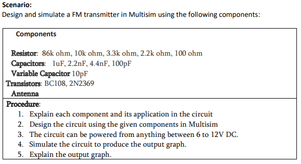 Solved Design and simulate a FM transmitter in Multisim | Chegg.com
