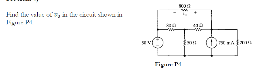Solved Find the value of v0 in the circuit shown in Figure | Chegg.com