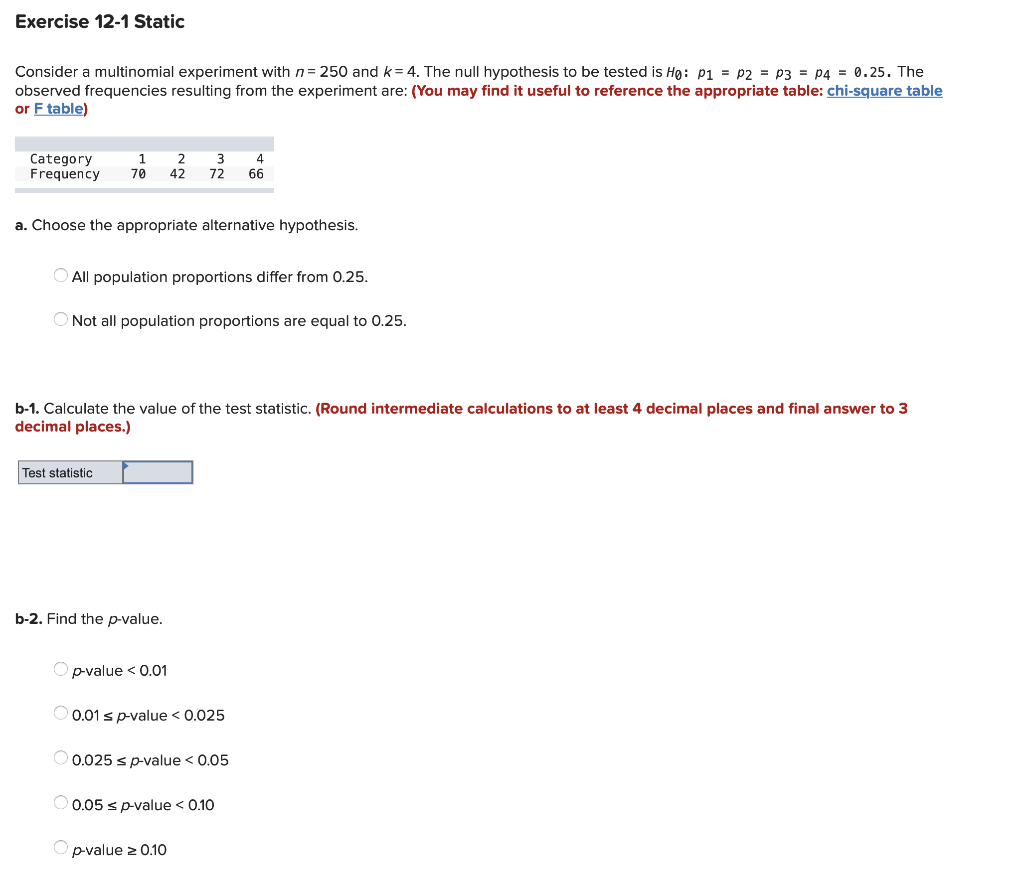 Solved Exercise 12-1 Static Consider a multinomial | Chegg.com