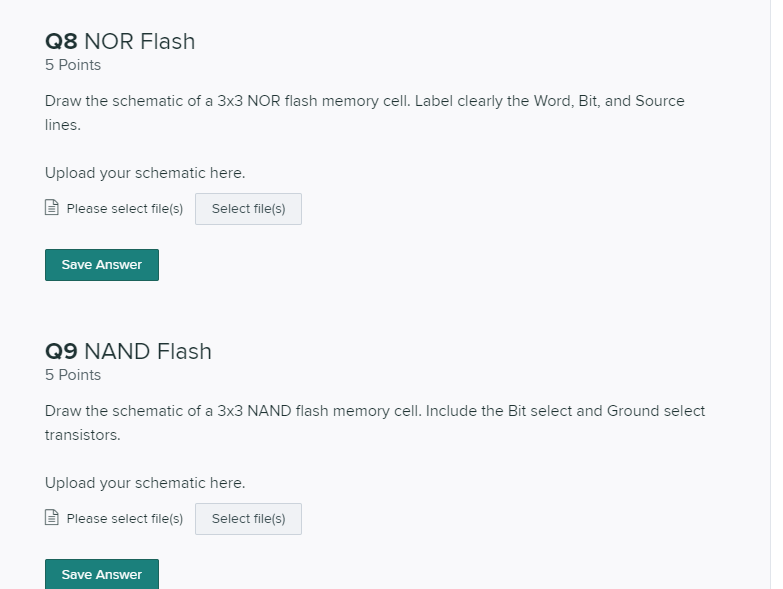 Solved Q8 NOR Flash 5 Points Draw the schematic of a 3x3 NOR | Chegg.com