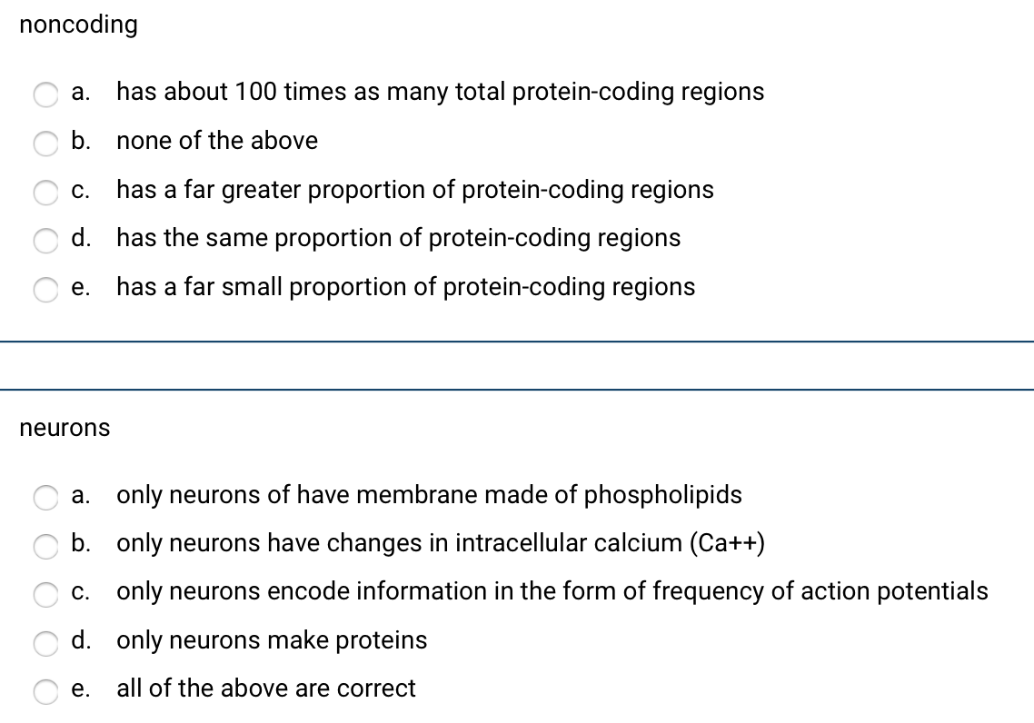 Solved noncoding a. has about 100 times as many total | Chegg.com