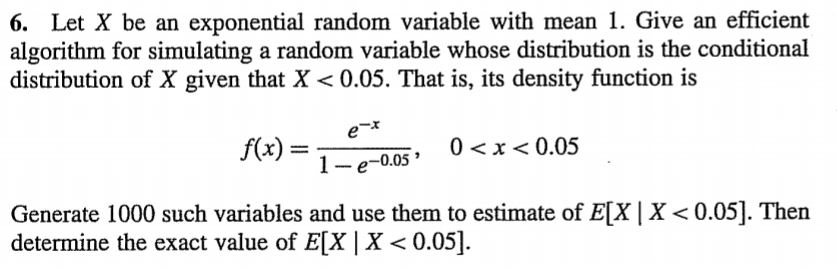 6. Let X be an exponential random variable with mean | Chegg.com