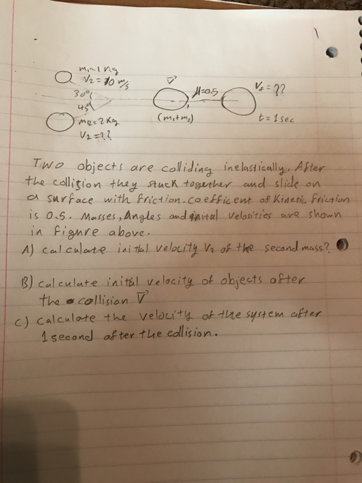 Solved Two Objects Are Colliding In Elastically After The 