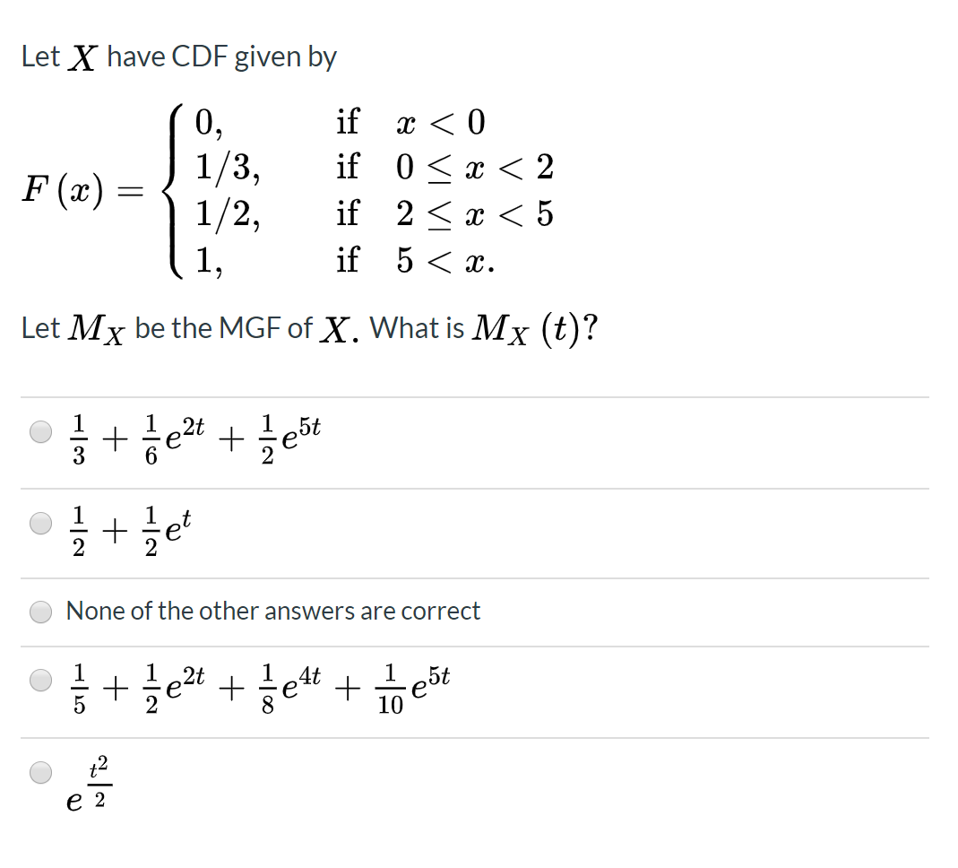 Solved Let X have CDF given by x