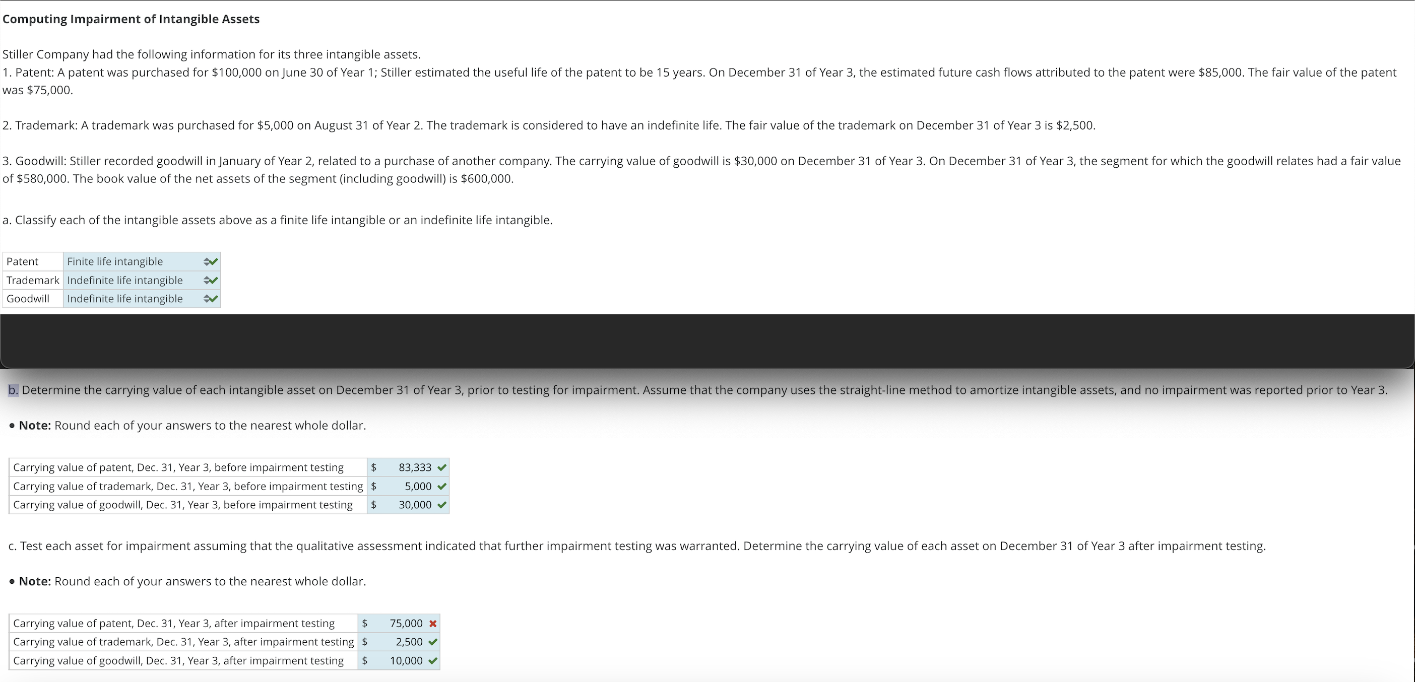 Solved Computing Impairment of Intangible Assets:**Note: | Chegg.com