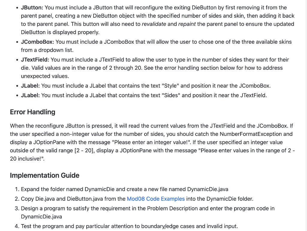Lab Activity 2 - Dynamic Die Problem Description In | Chegg.com